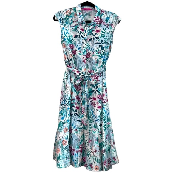 Joules | Dresses | Joules Linen Floral Button Down Dress A Line ...
